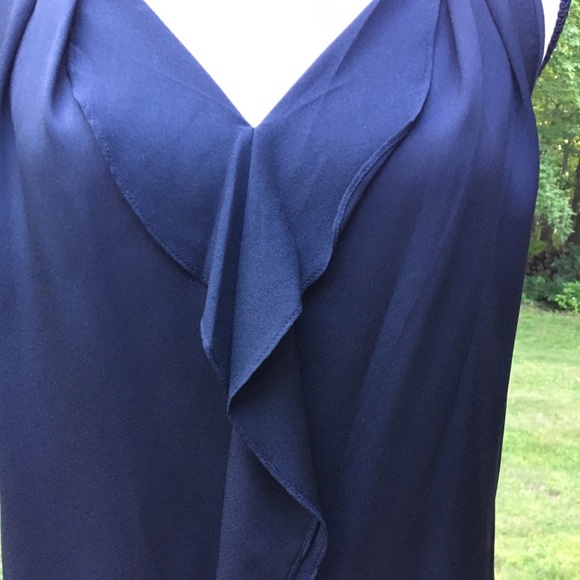 Ann Taylor | Tops | Ann Taylor New Black Vneck Rufflefront Tank Lg ...